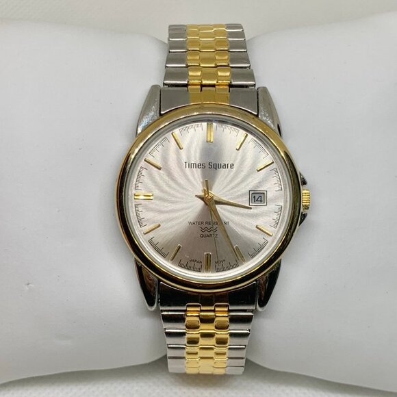 Accessories | Times Square Men Date Watch Two Tone Classic 35mm ...